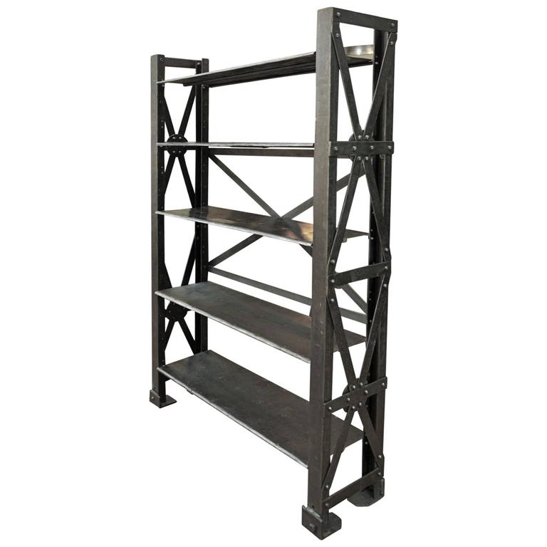 Riveted Iron Adjustable Industrial Shelf, circa 1900 at 1stDibs