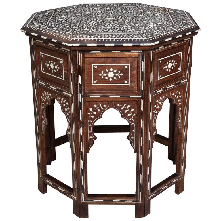 Indian Bone Inlaid Sandalwood Octagonal Table at 1stDibs