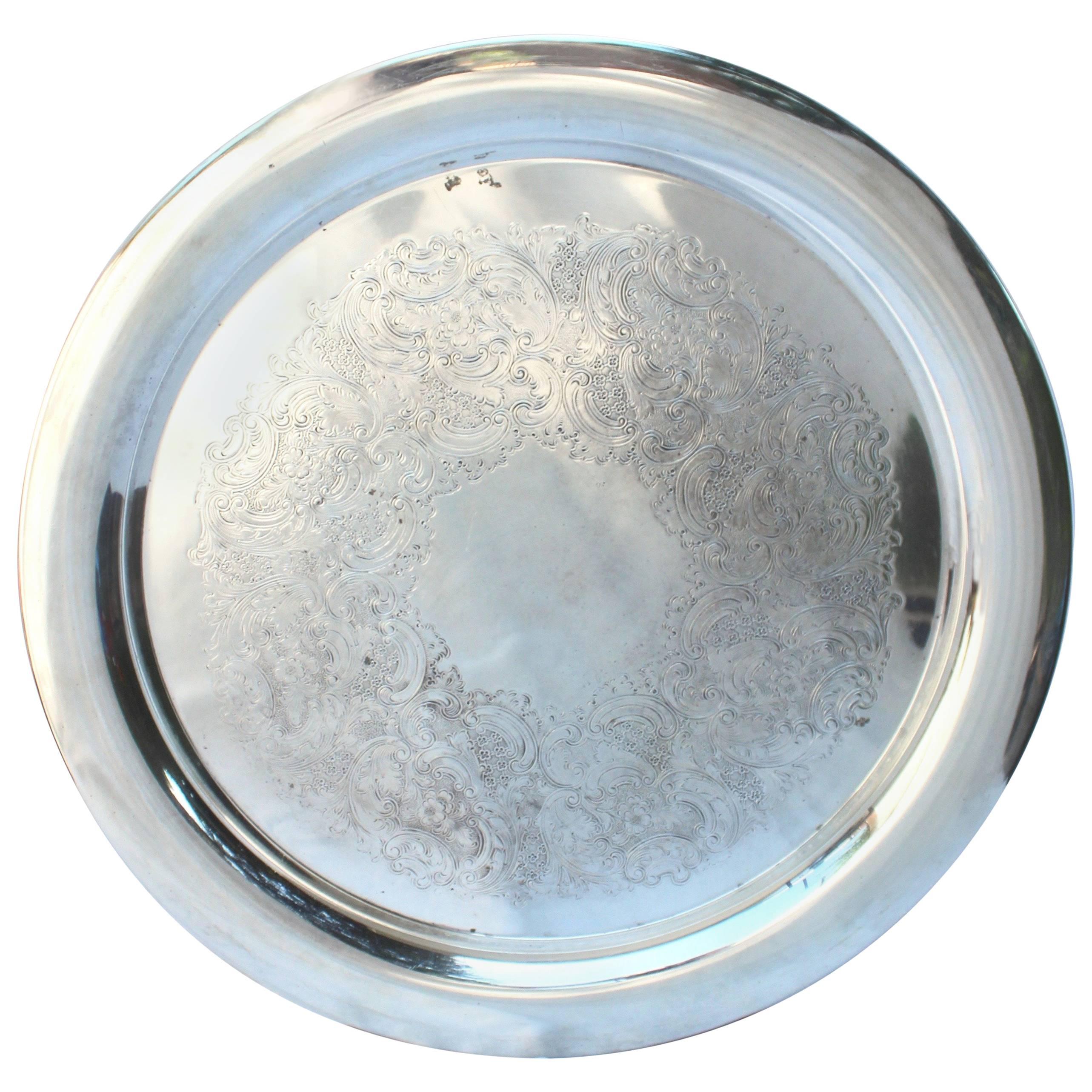 Large Gorham Silver Plate Engraved Tray at 1stDibs