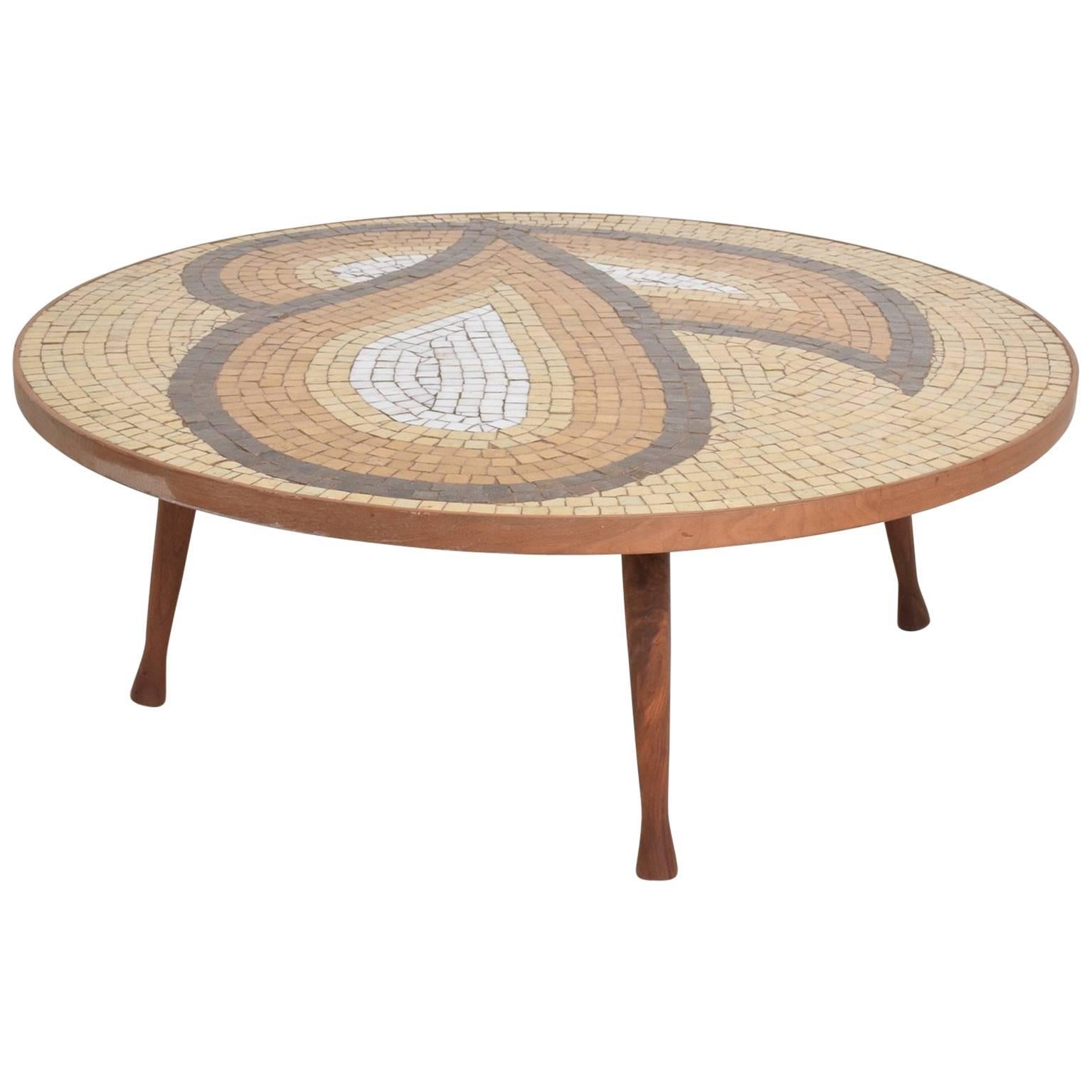 Mid-Century Modern Tile and Walnut Coffee Table at 1stDibs