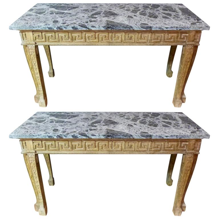 Pair of Carved William Kent Style Console Tables For Sale at 1stDibs