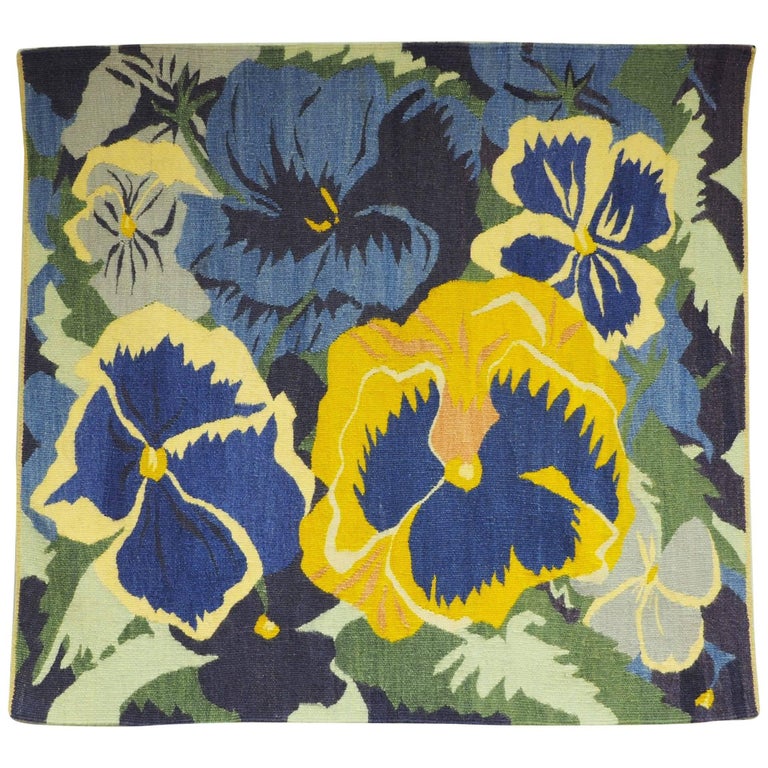 Large Floral Woven Wool Tapestry Wall Hanging at 1stDibs | thick wool ...
