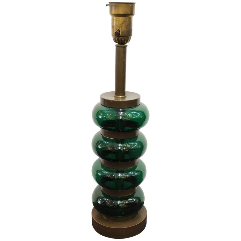 Stacked Bubble Table Lamp in Green Glass For Sale at 1stDibs
