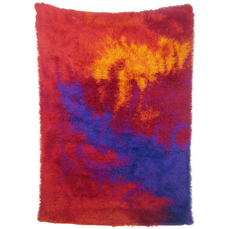 Red Rya Rug at 1stDibs