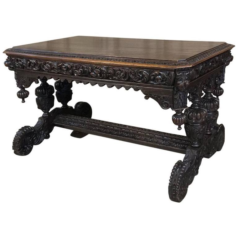 19th Century French Renaissance Desk with Dolphins at 1stDibs