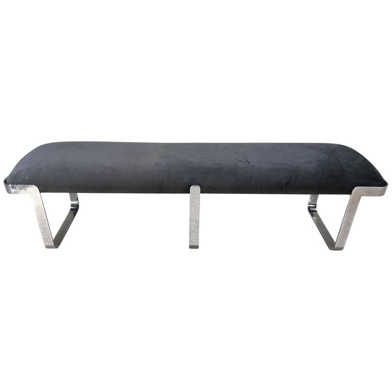 Milo Baughman Style Chrome Long Bench by TriMark Designs at 1stDibs