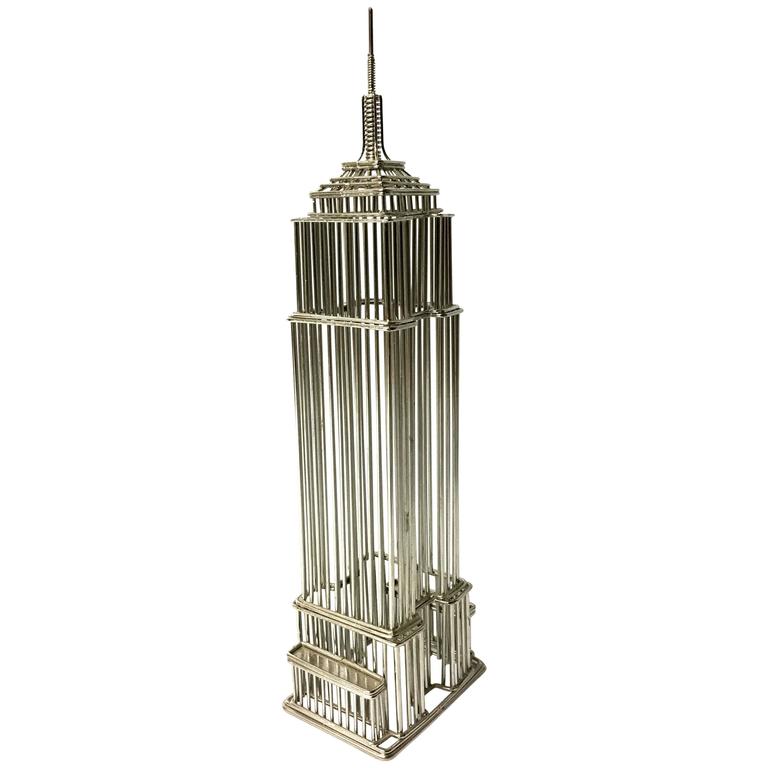 Empire State Building Wire Sculpture Model in Chrome at 1stDibs