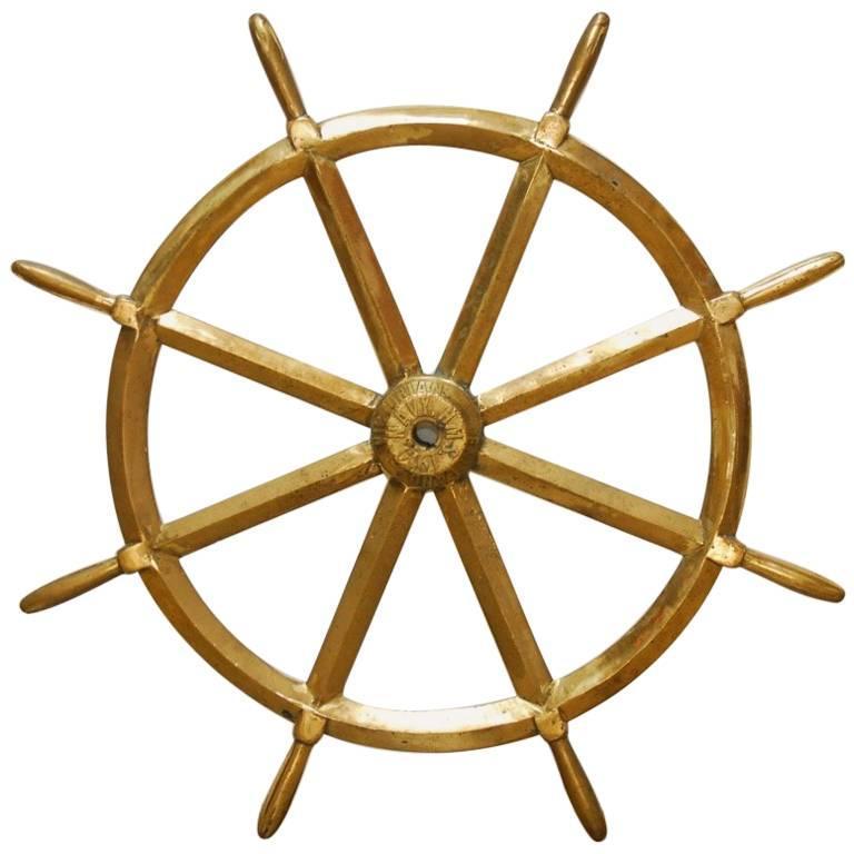 England Victorian Navy HMS Solid Brass Ships Wheel, circa 1910 at 1stDibs
