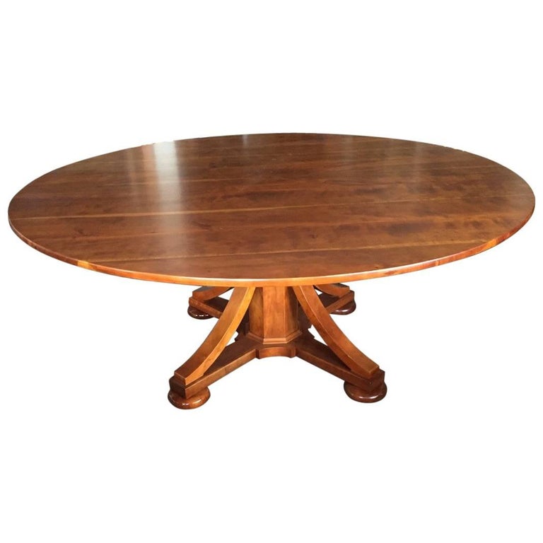Hand-Crafted Round Cherry Dining Table with Single Pedestal For Sale at ...
