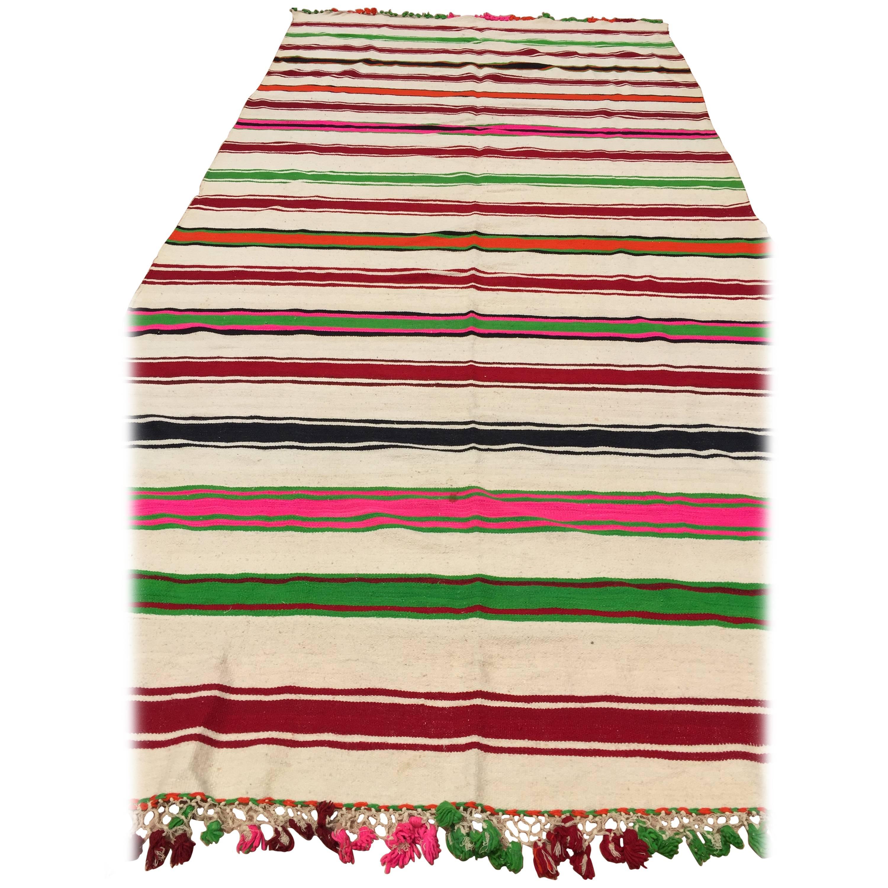 Moroccan Vintage Flat-Weave Rug For Sale at 1stDibs