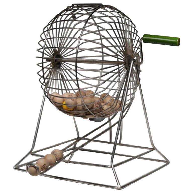 Vintage Metal Bingo Cage with Bakelite Handles, circa 1940-1950 at 1stDibs