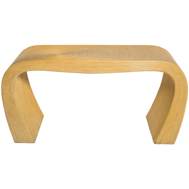 Gabriella Crespi Style Curved Rattan Console at 1stDibs