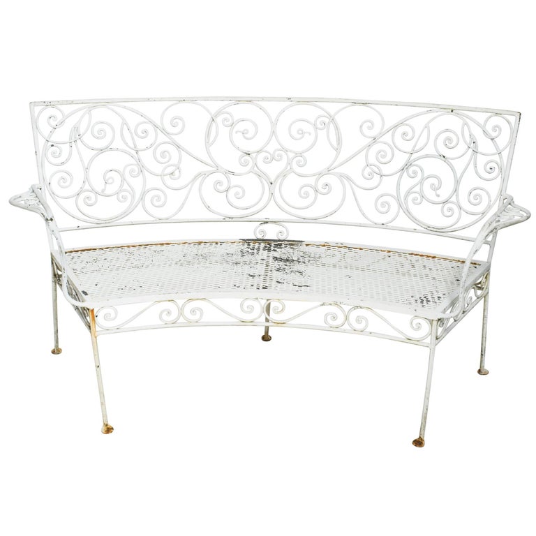 1950s Curved Iron Garden Bench at 1stDibs
