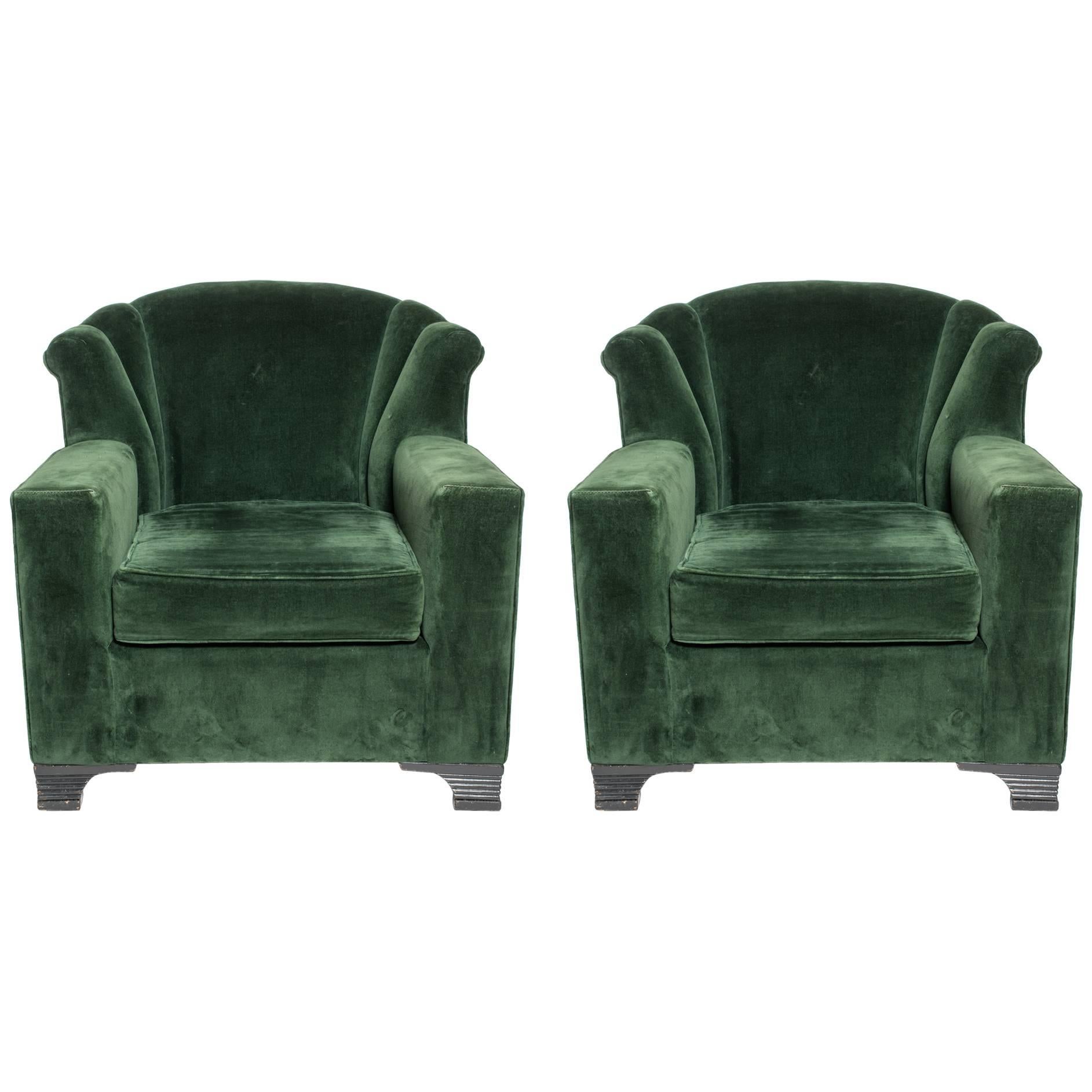 Pair of 1930s Art Deco Lounge Chairs For Sale at 1stDibs