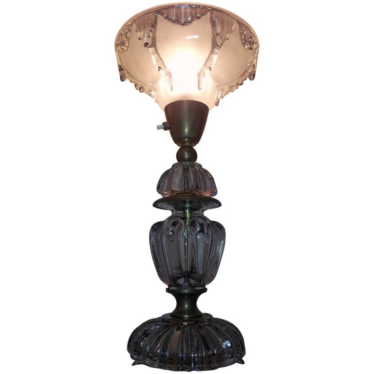 Sublime French Glass Table Lamp Signed Ezan at 1stDibs