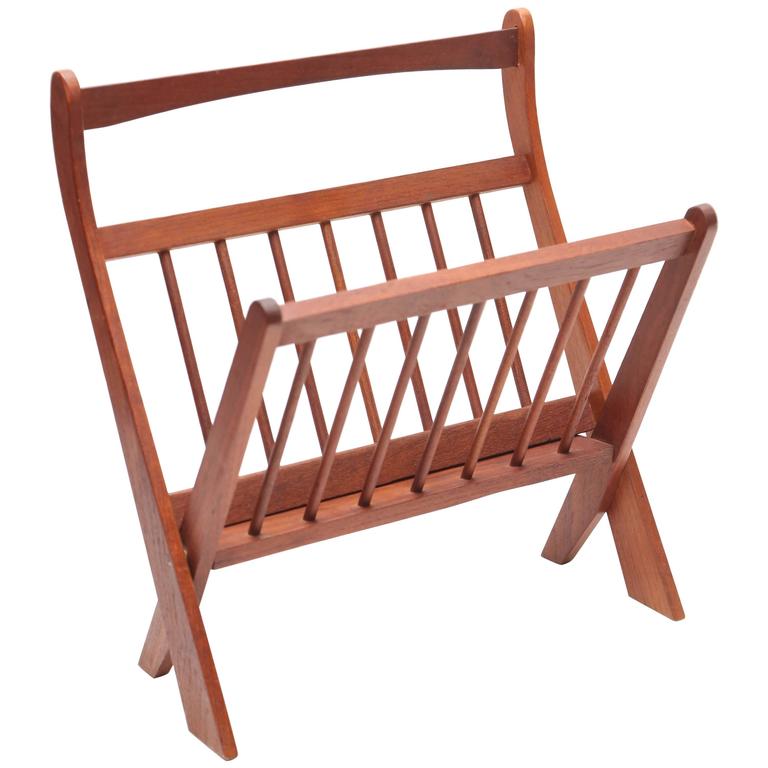 Danish Teak Mid-Century Modern Magazine Rack at 1stDibs