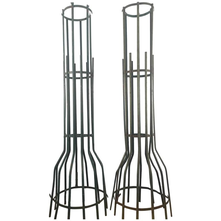 Pair of French Wrought Iron Two-Piece Tree Guards at 1stDibs