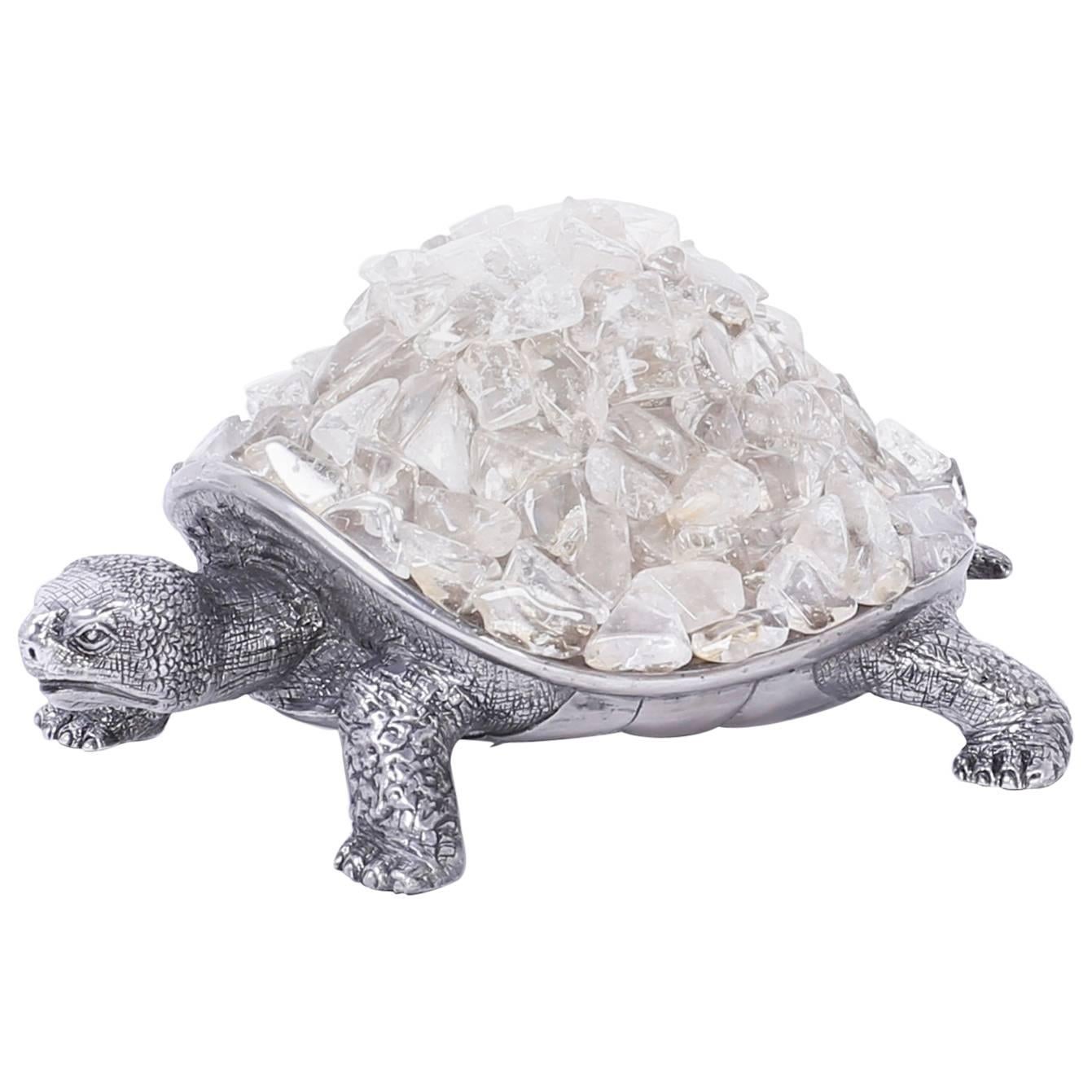 Mid-Century Pewter and Geode Turtle Sculpture at 1stDibs