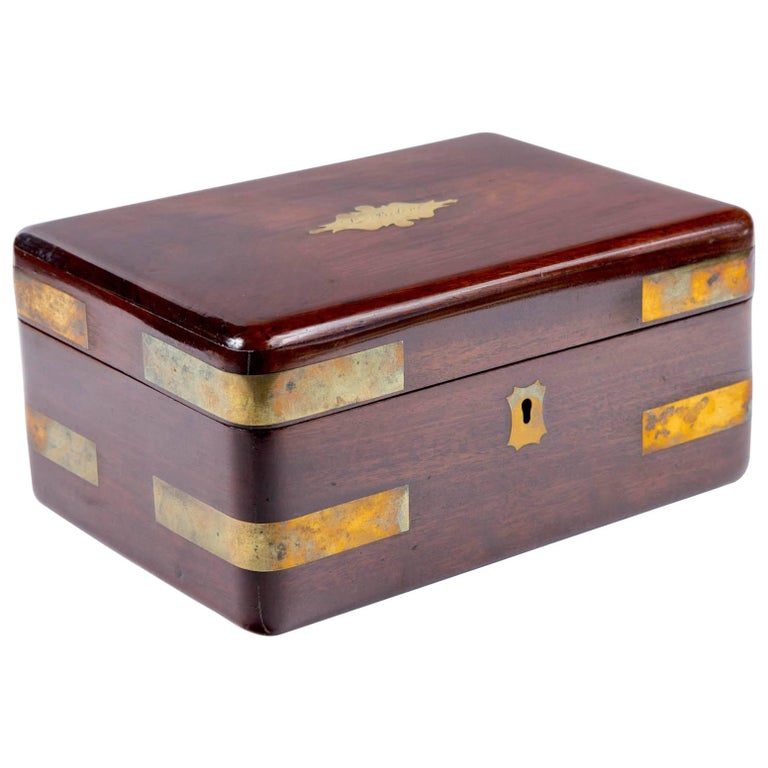 Antique Mahogany English 1840 Artist's Box with Brass Trimmings and ...