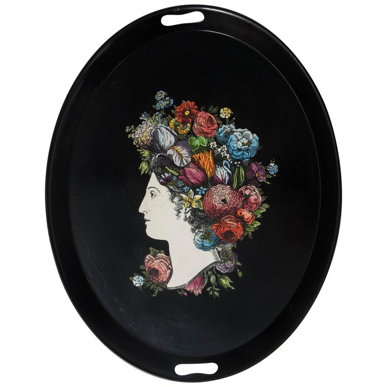 Piero Fornasetti metal serving tray "Flora", Italy circa 1960 at 1stDibs