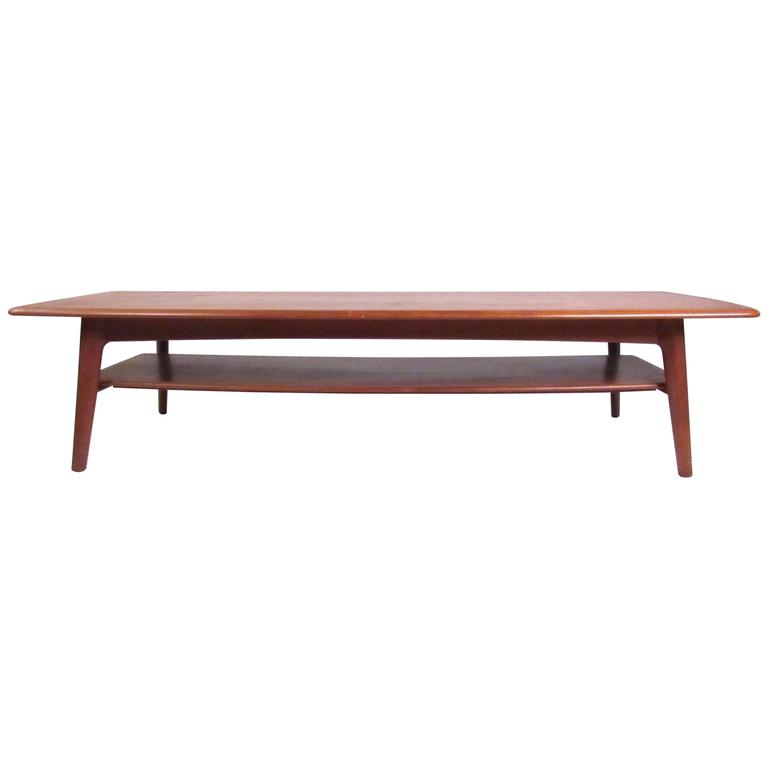 Long Danish Modern Two-Tier Coffee Table For Sale at 1stdibs