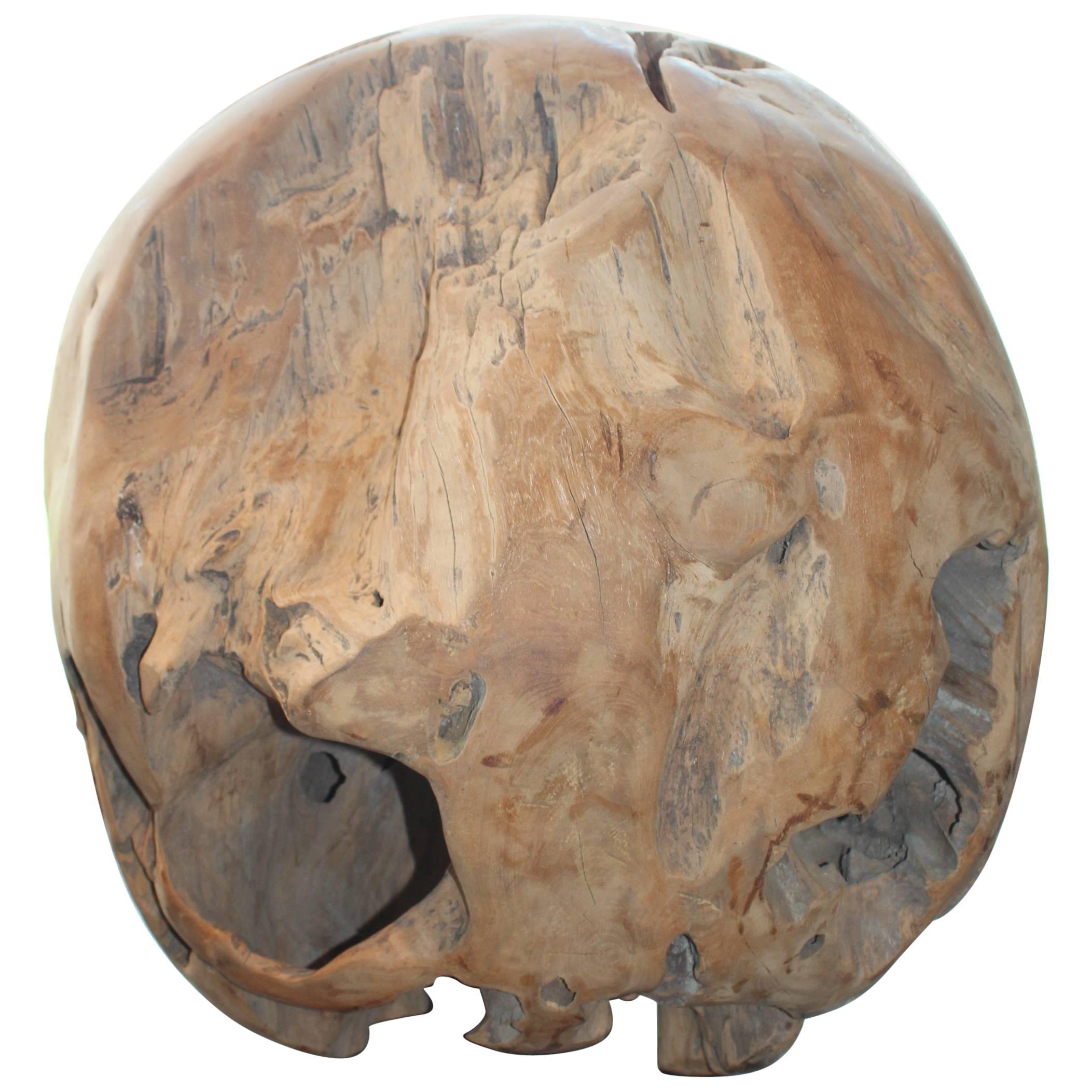 Sculptural Teak Ball at 1stDibs