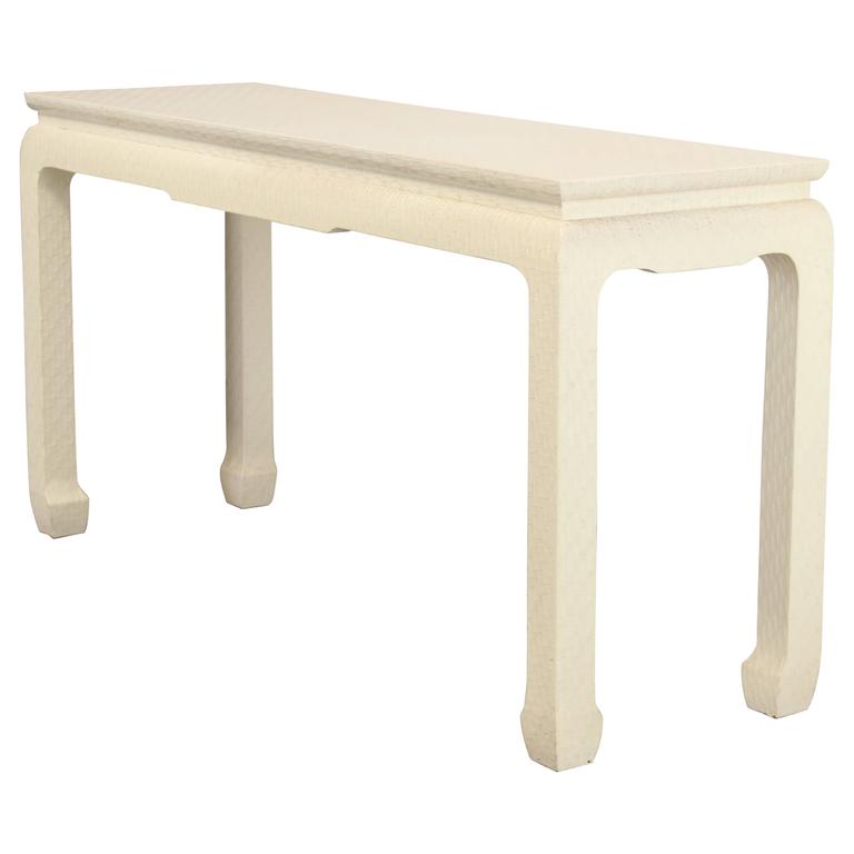 Baker Raffia Console Sofa Table, 1970 at 1stDibs