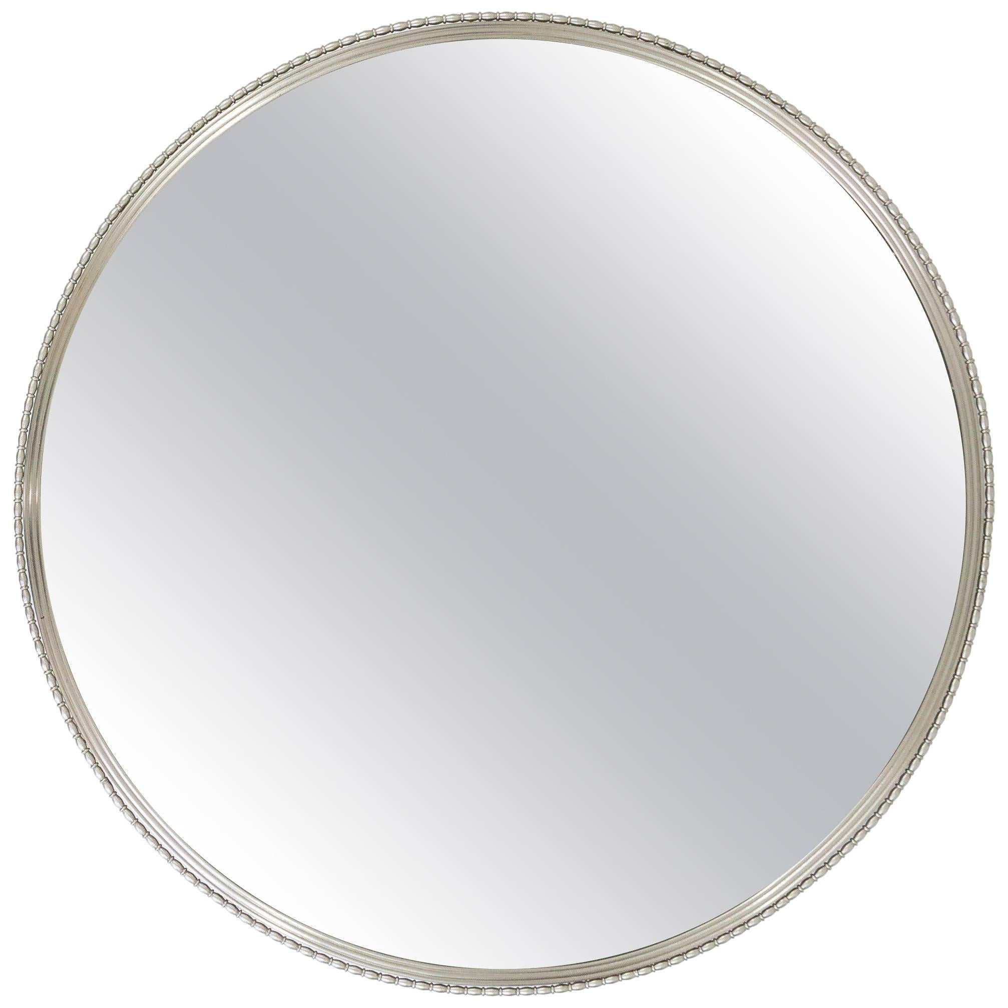 Round Nickel-Plated Brass Mirror at 1stDibs