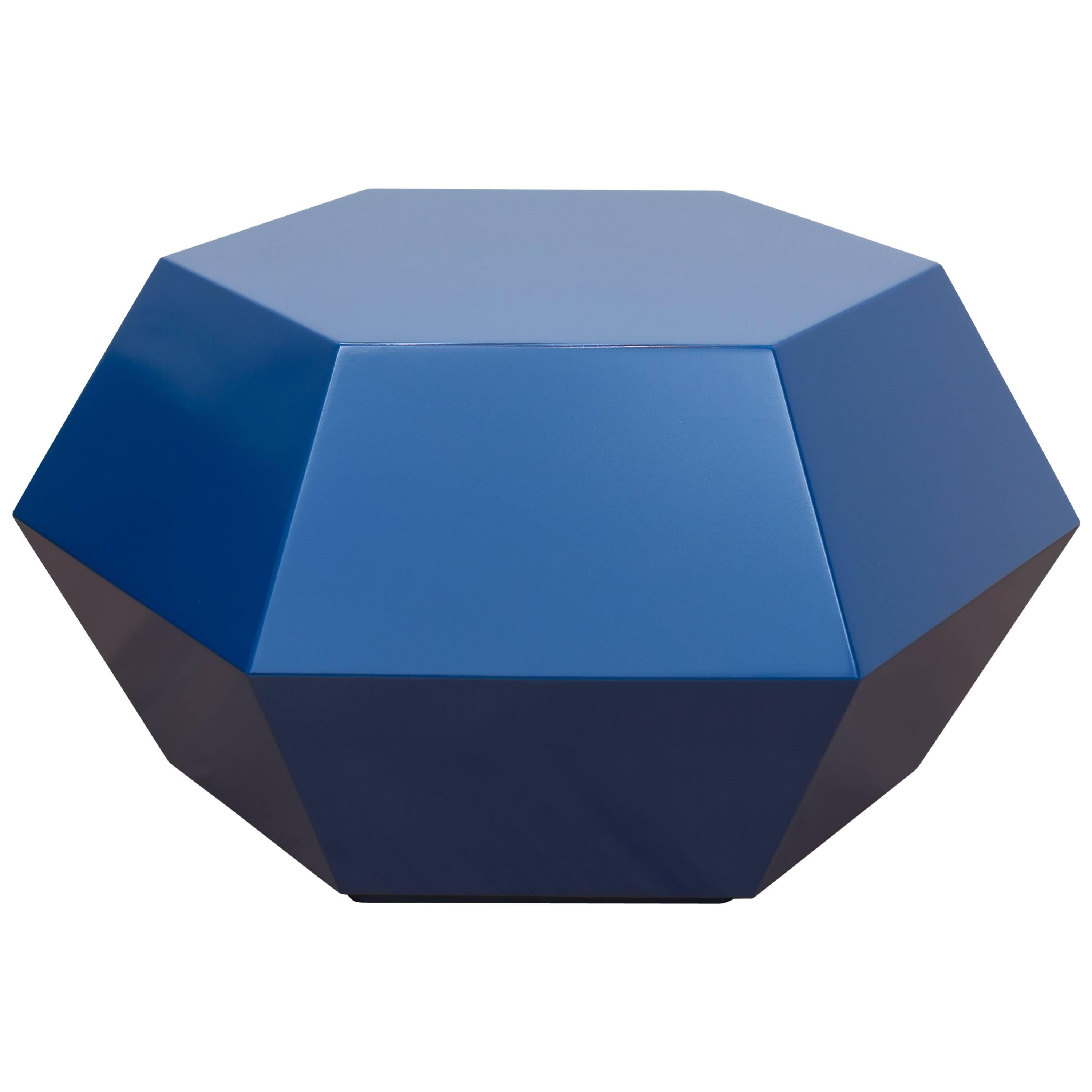 Lacquered Navy Faceted Cocktail Table For Sale at 1stDibs