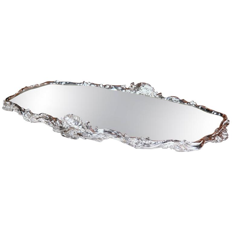 Massive 19th Century French Silver Plated Mirrored Plateau Signed ...