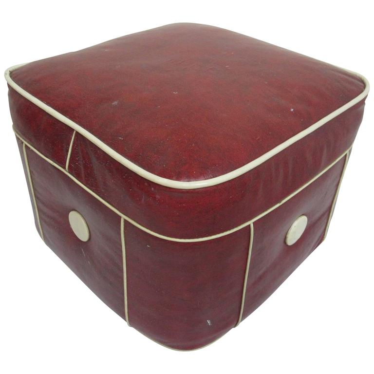 1950s Hassock/Ottoman in Maraschino Cherry Red Vinyl at 1stDibs