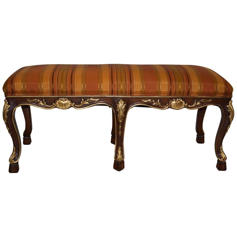 Italian Stool or Bench by Angelo Cappellini Carved Shell Details at 1stDibs