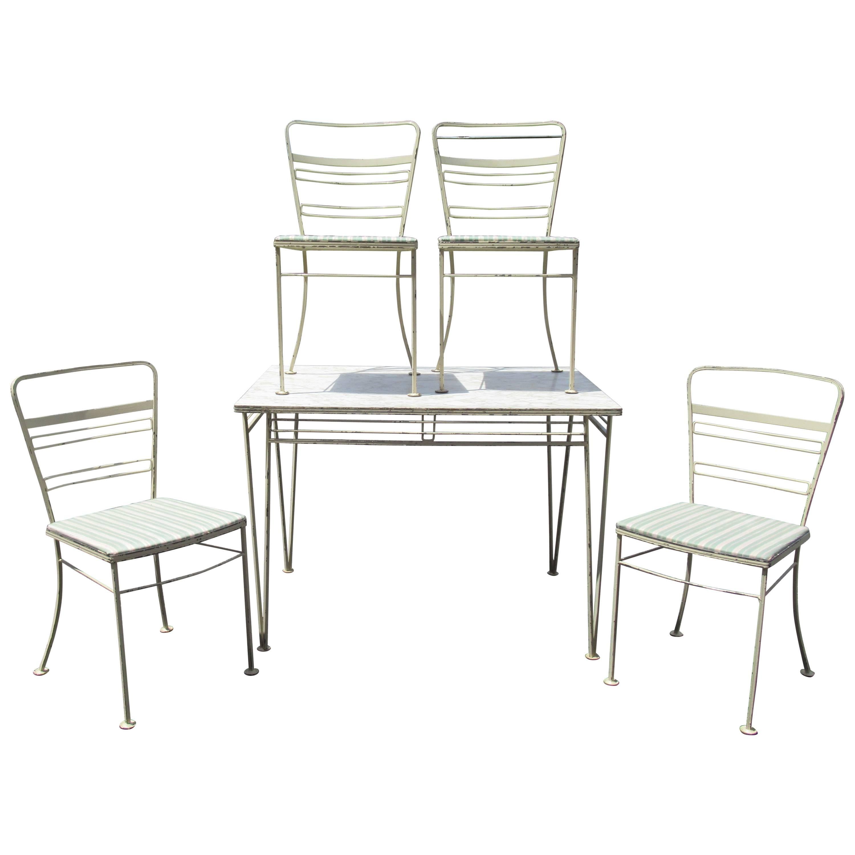 Modernist Wrought Iron Patio Set at 1stDibs | iron patio tables