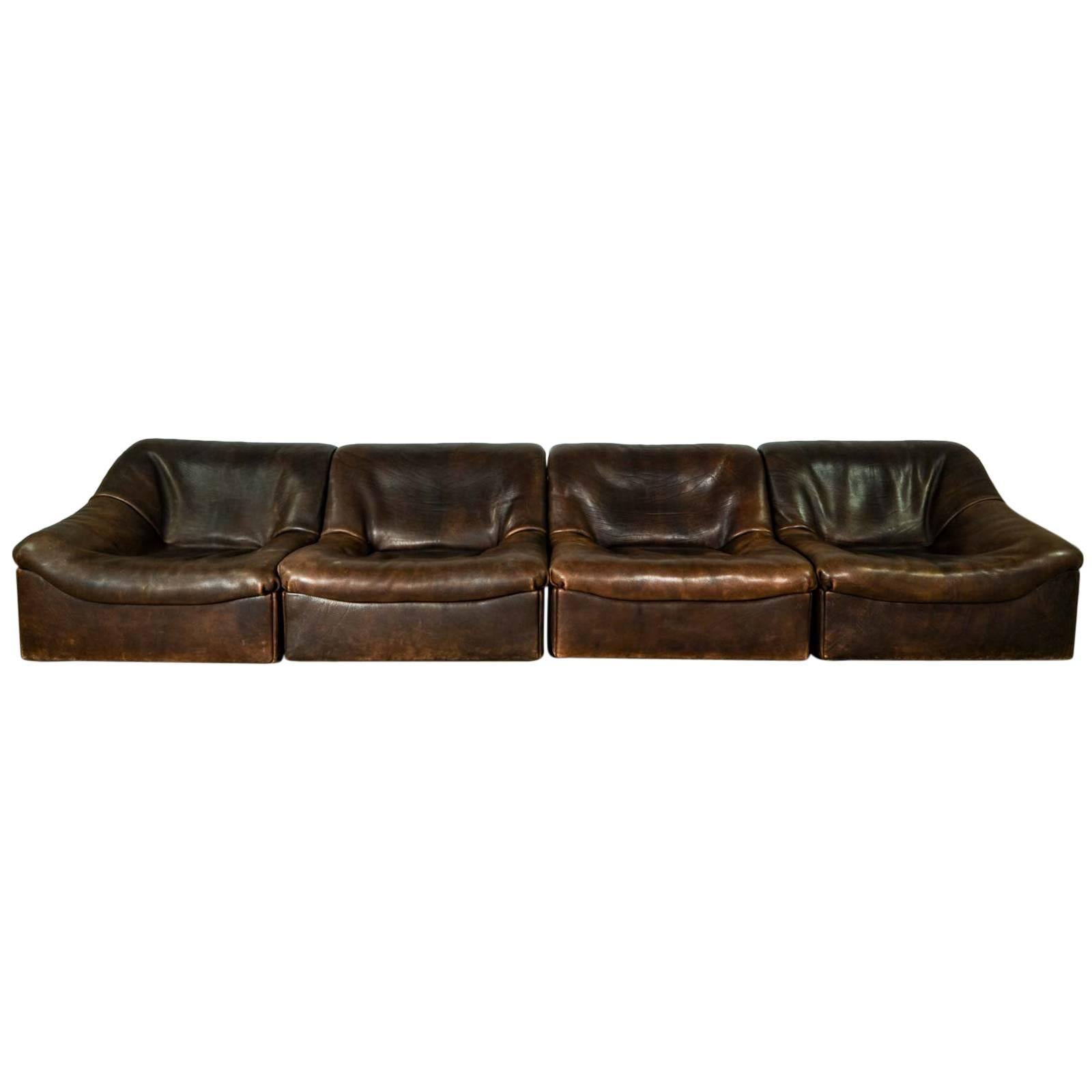 Mid-Century Buffalo Neck Leather Modular Sofa Set DS46 for De Sede at ...