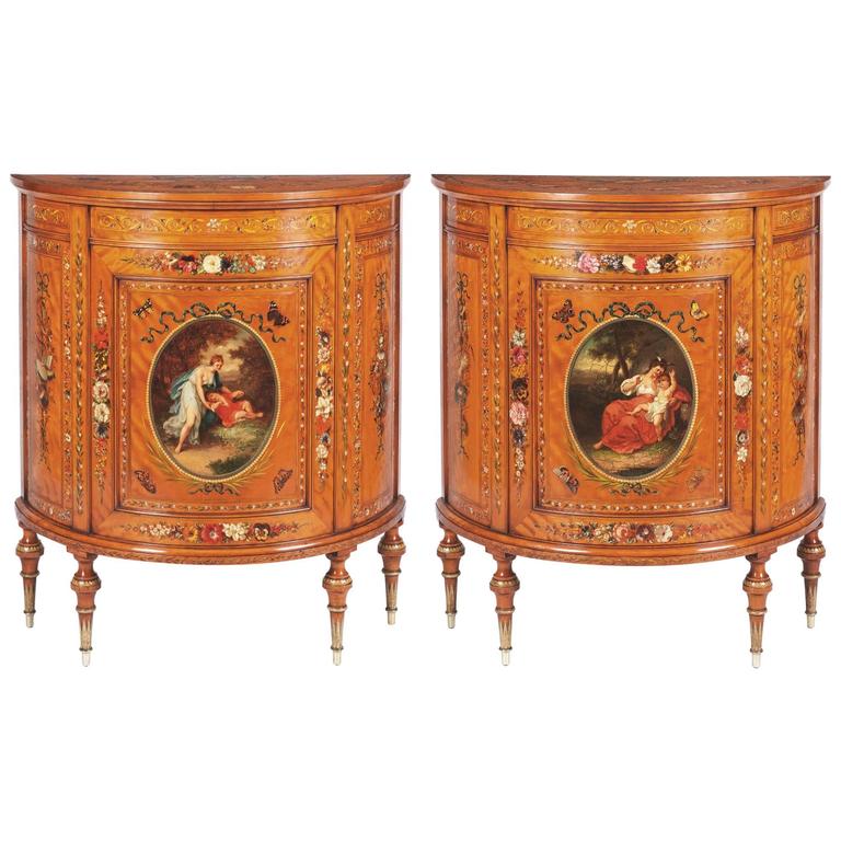 Pair of 19th Century English Demilune Commodes in the Neoclassical ...