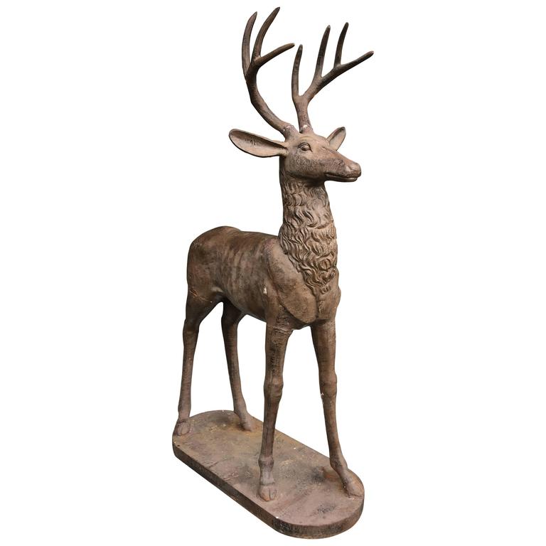 Cast Iron Full Size Deer, circa 1920 at 1stDibs