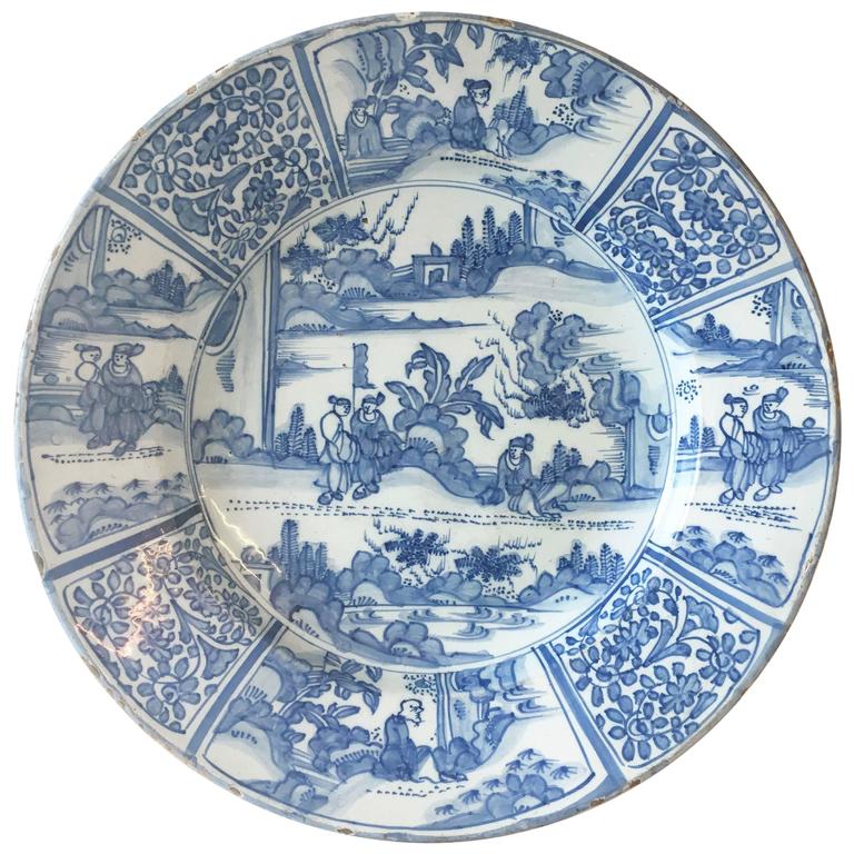 Large Delftware Charger, Probably Frankfurt Delftware For Sale at ...