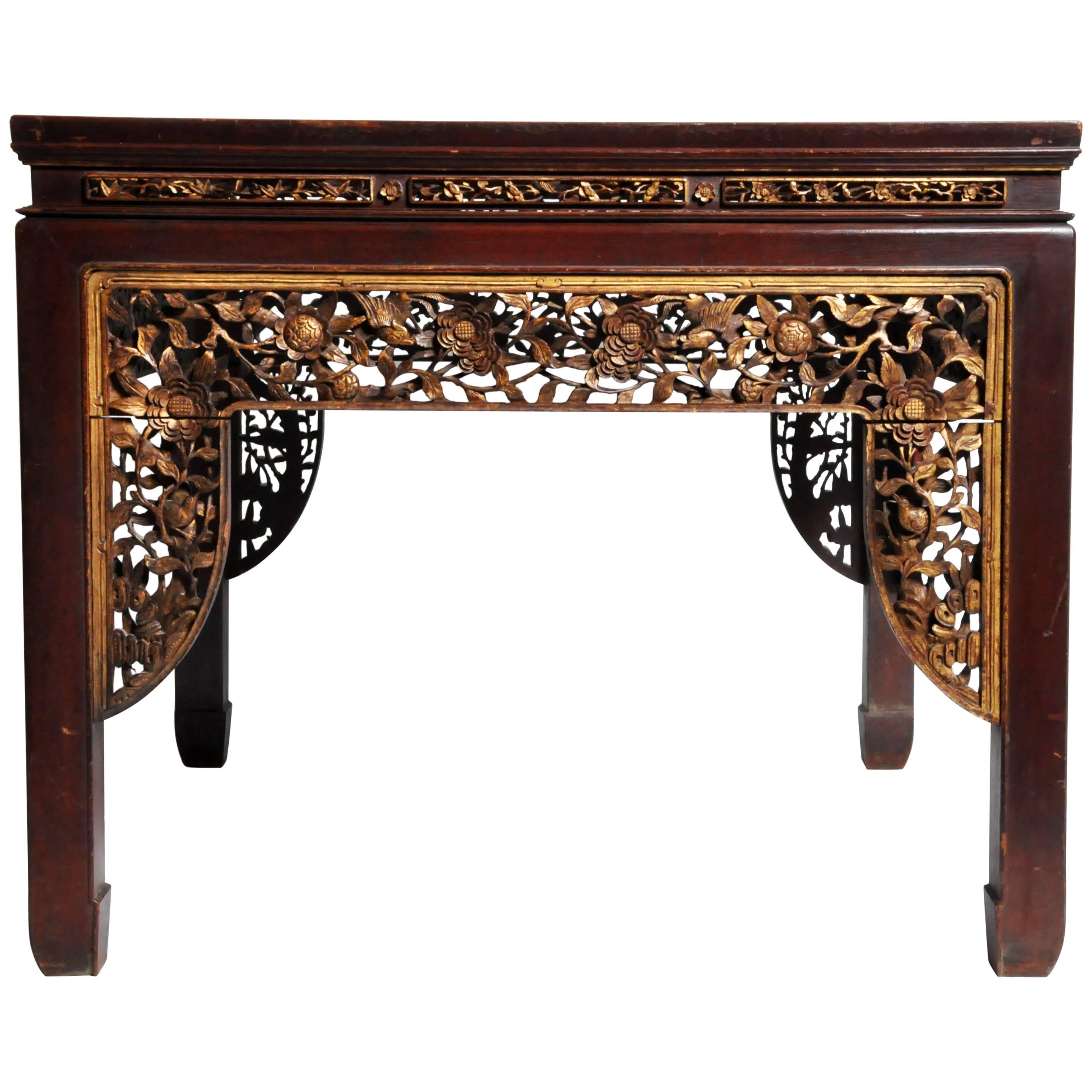 Chinese Hand-Carved Square Table at 1stDibs