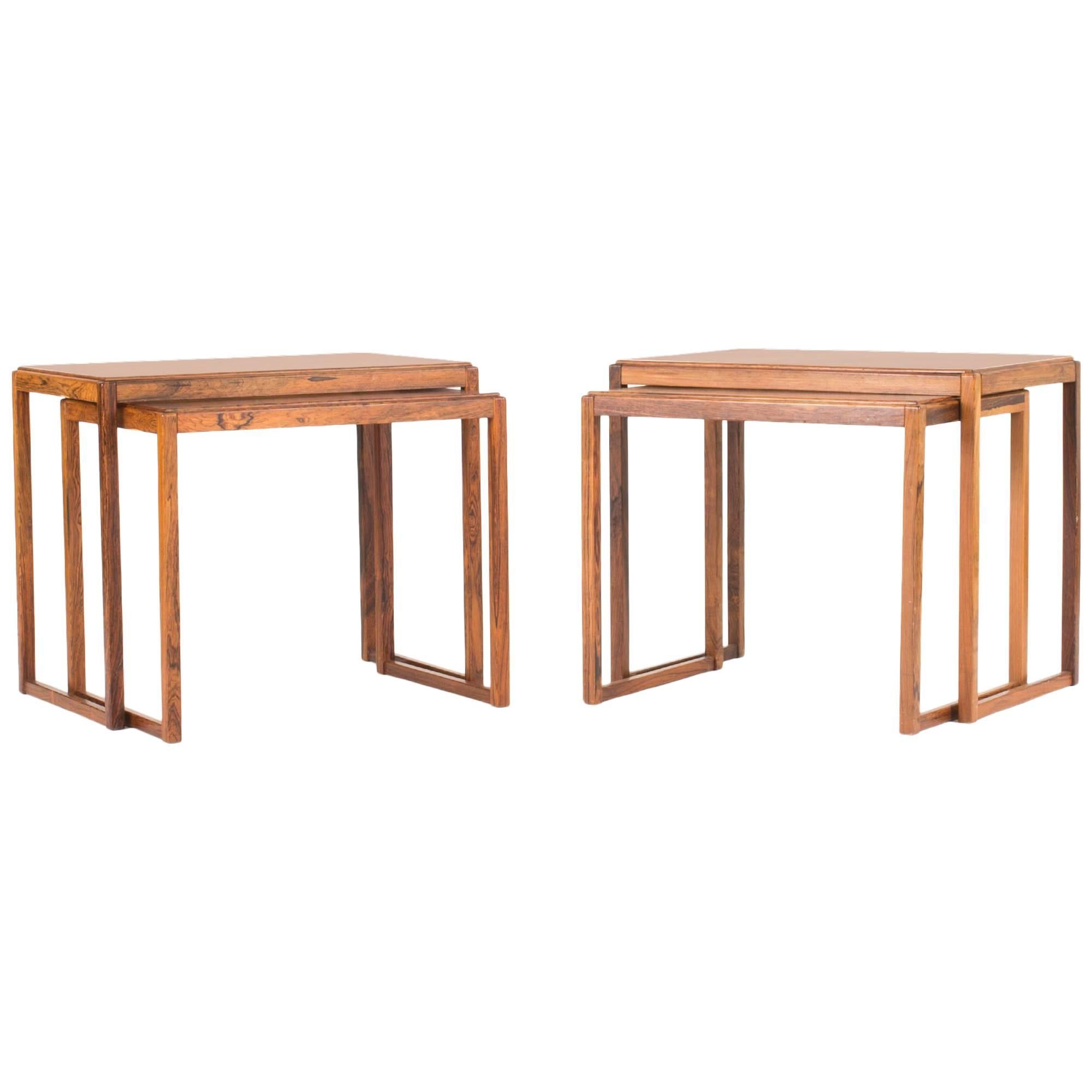 Pair of Square Wicker Nesting Tables at 1stdibs