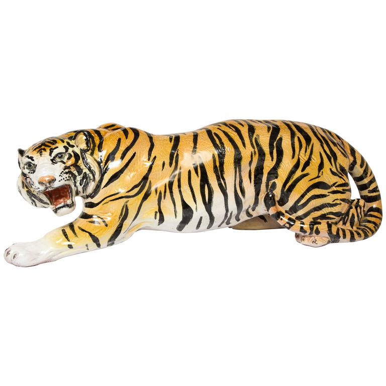 Large 1960s Italian Ceramic Tiger Sculpture at 1stDibs | ceramic tiger ...