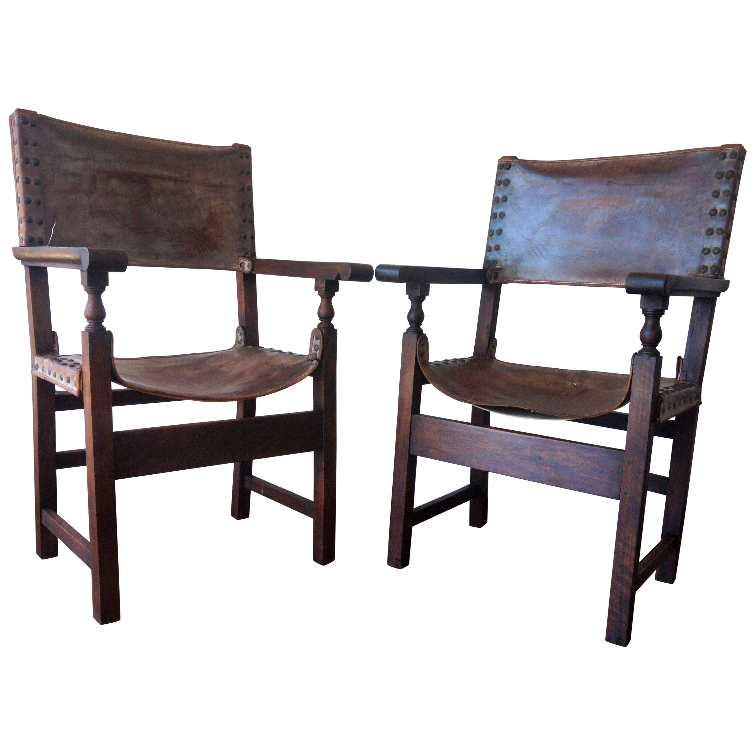 Pair of Carved Wood 18th Century Spanish Colonial Chairs For Sale at ...