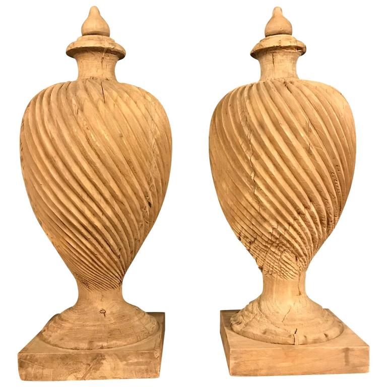 Pair of Two Wooden Finials at 1stDibs
