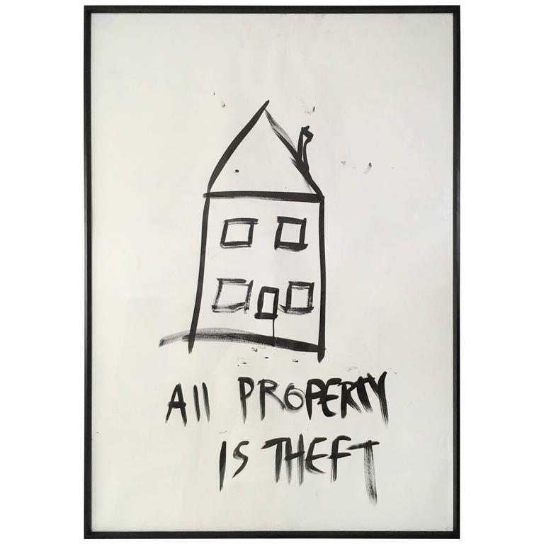"All Property Is Theft", Black Acrylic on Paper, Byron Pritchard, 2017 ...