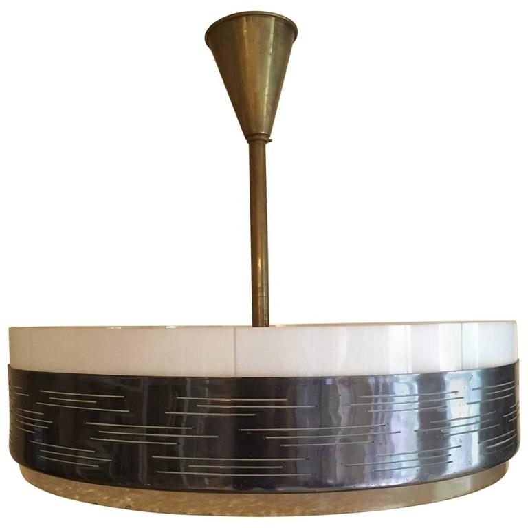 Dallux Gilt Metal and Perspex Ceiling Light Produced by Sinmar, French ...