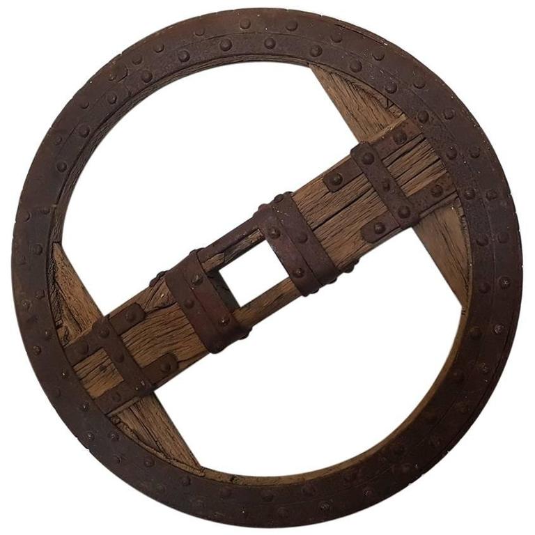 Late Medieval Forged Iron and Hardwood Wagon or Chariot Wheel at 1stDibs