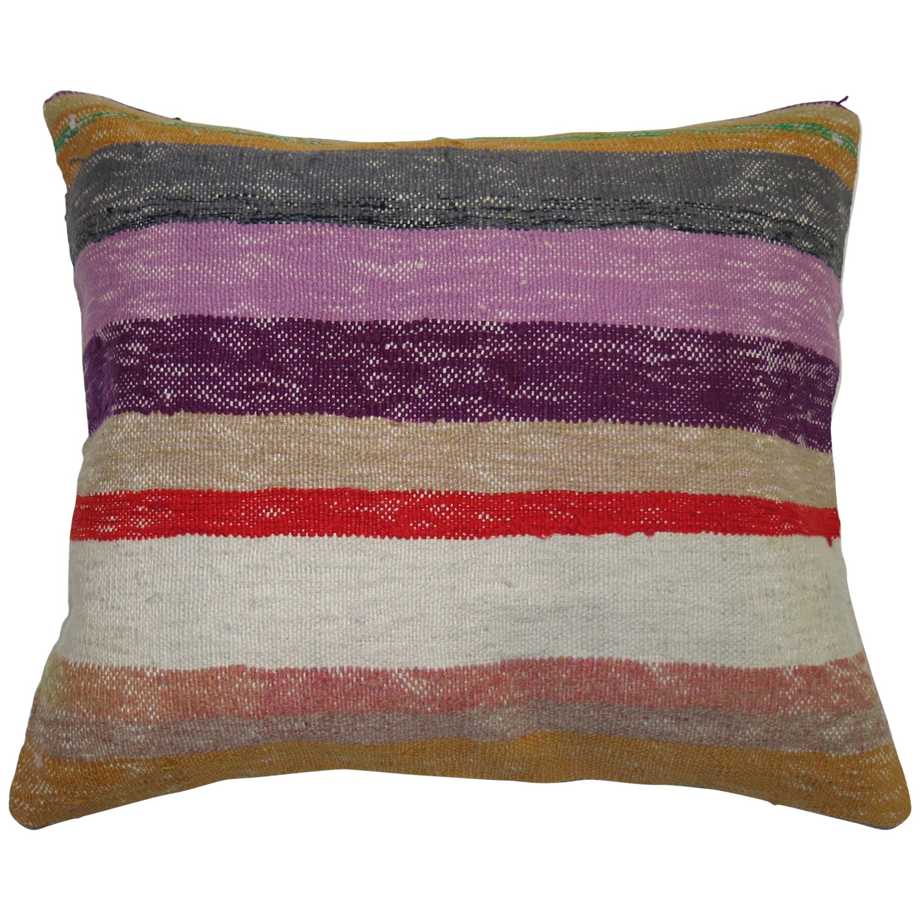 Brown Striped Peruvian Pillow For Sale at 1stDibs