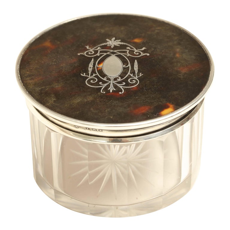 English Art Deco Crystal, Sterling Silver and Pique Faux Tortoiseshell ...