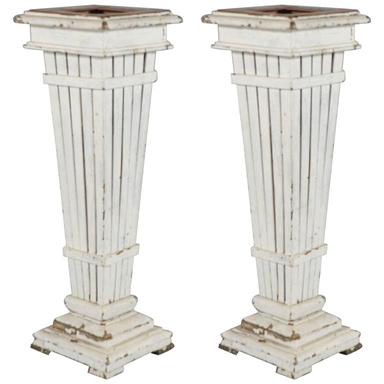 Rustic Pair of Copper and Wood Garniture/Vases For Sale at 1stDibs