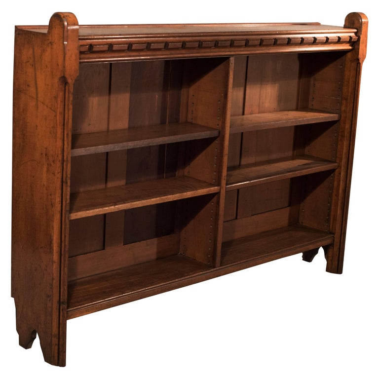 Oak Bookcase Open Display Gothic Church Library Cabinet Victorian ...