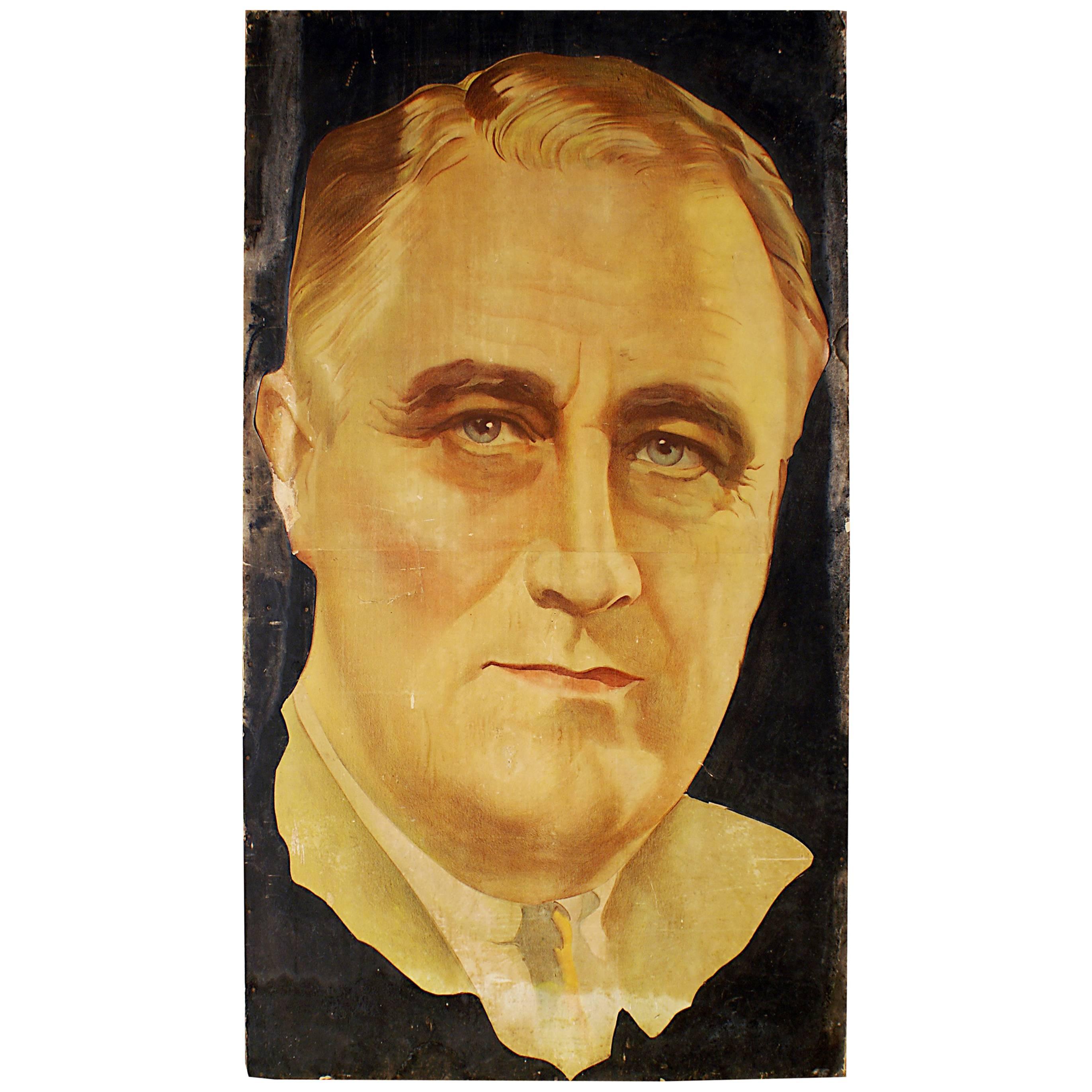 Political Lithograph of Franklin Roosevelt USA, 4' x7' circa 1930 at ...